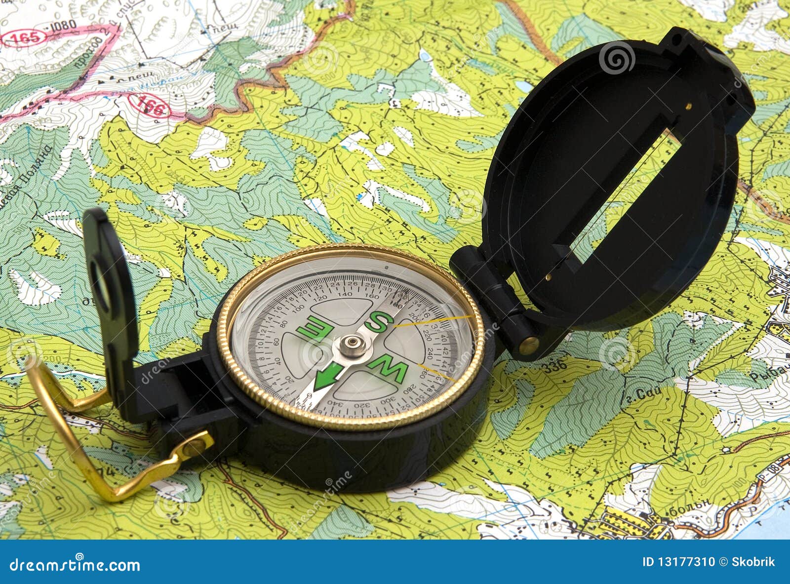 Compass and map stock photo. Image of compass, direction - 13177310