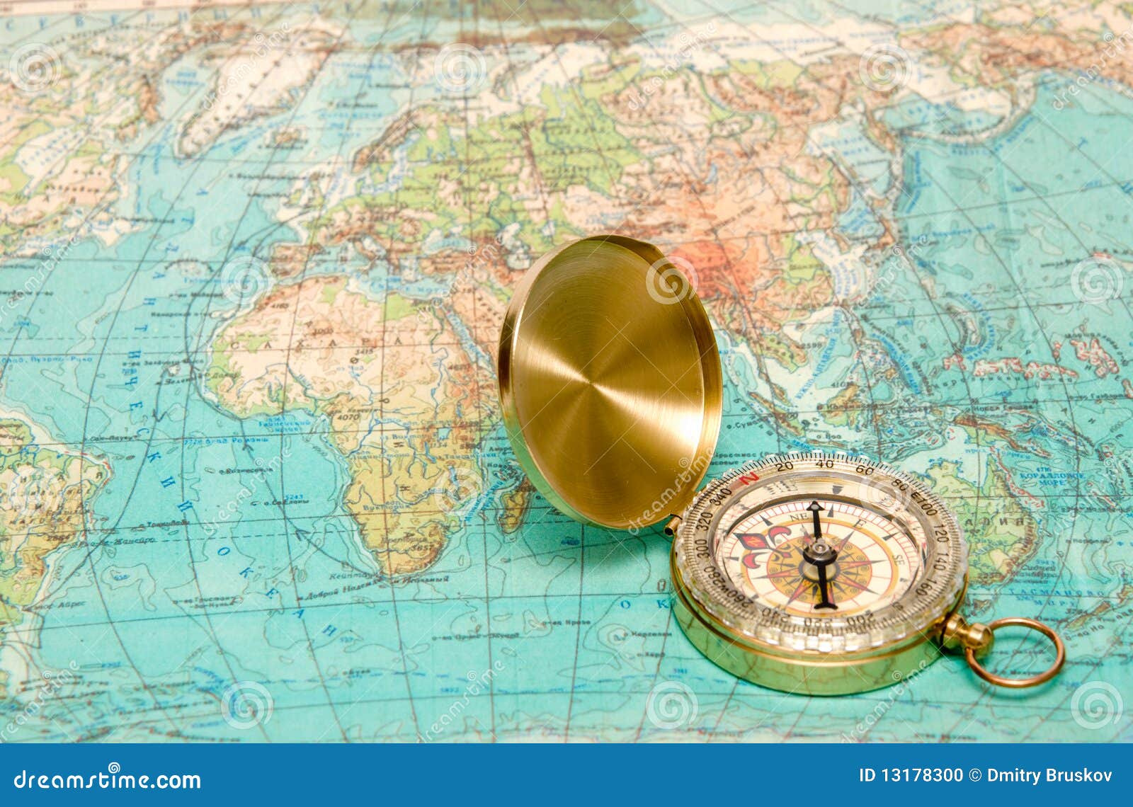 Compass with map stock photo. Image of travel, paper - 13178300