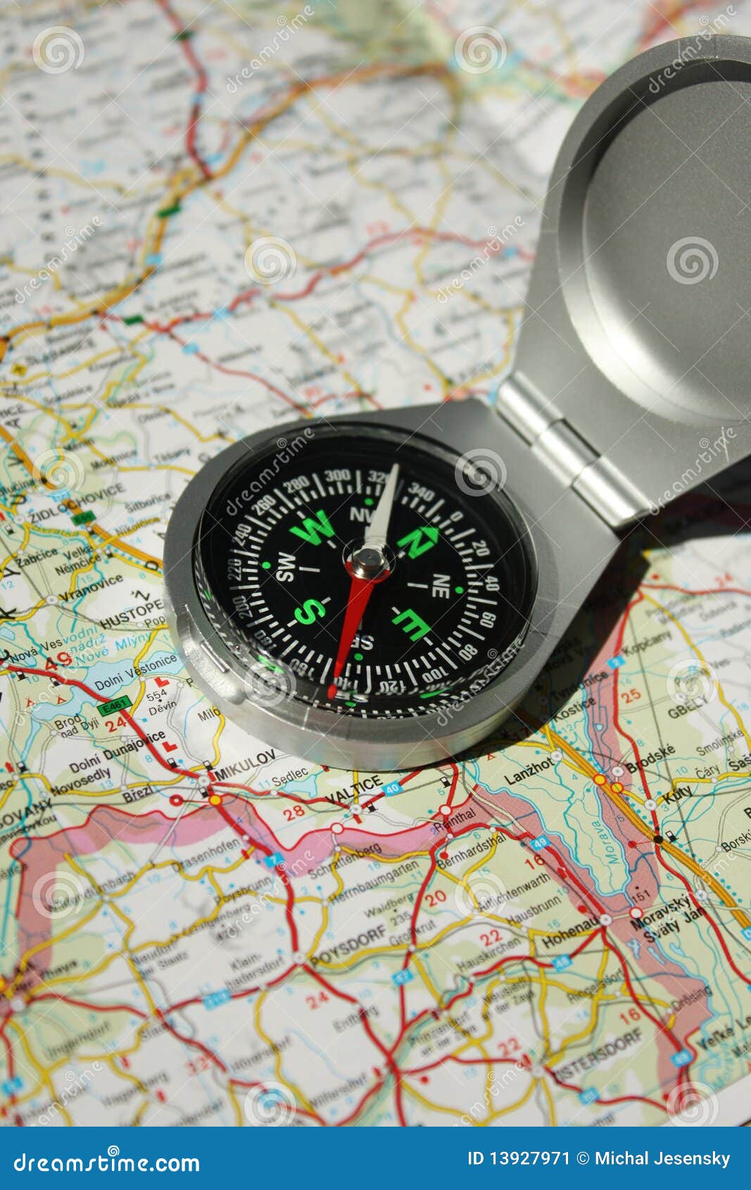 Compass&Map stock image. Image of names, magnetism - 13927971