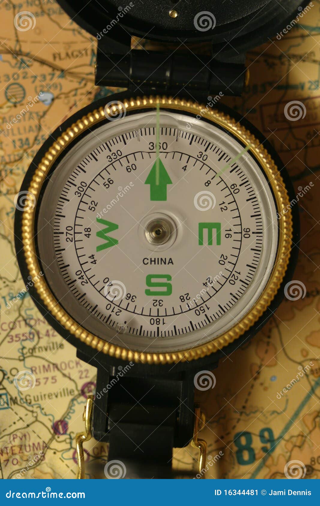 Compass on Map stock image. Image of direction, north - 16344481