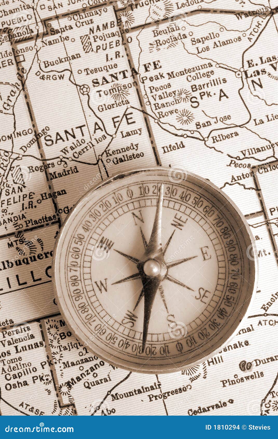 Compass on Map stock photo. Image of text, south, space - 1810294