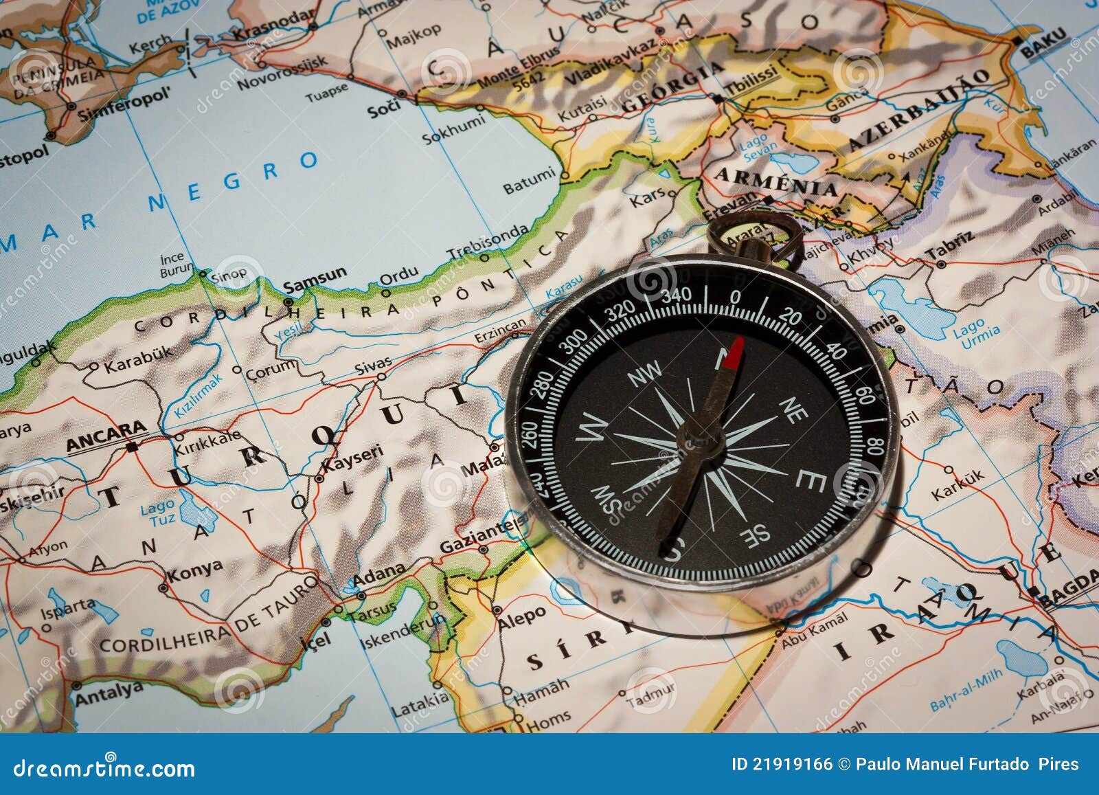 Compass on Map stock photo. Image of physical, expedition - 21919166