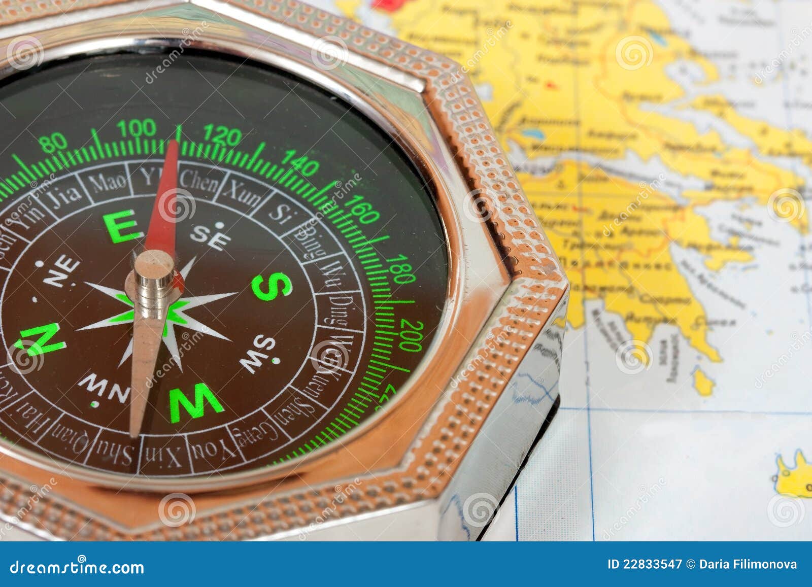 Compass and map stock image. Image of magnet, navigation - 22833547