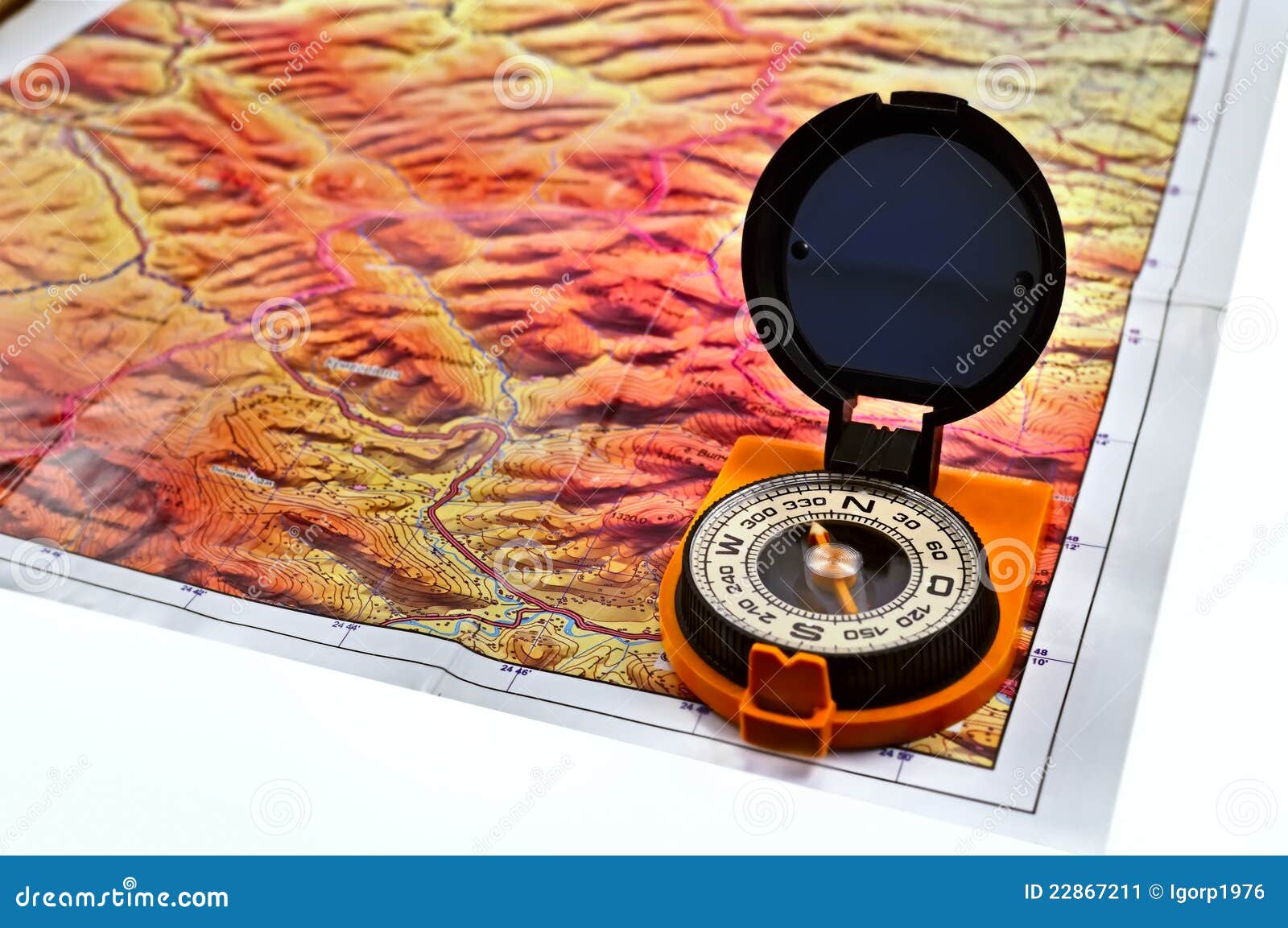 Compass on map stock image. Image of tourism, focus, latitude - 22867211