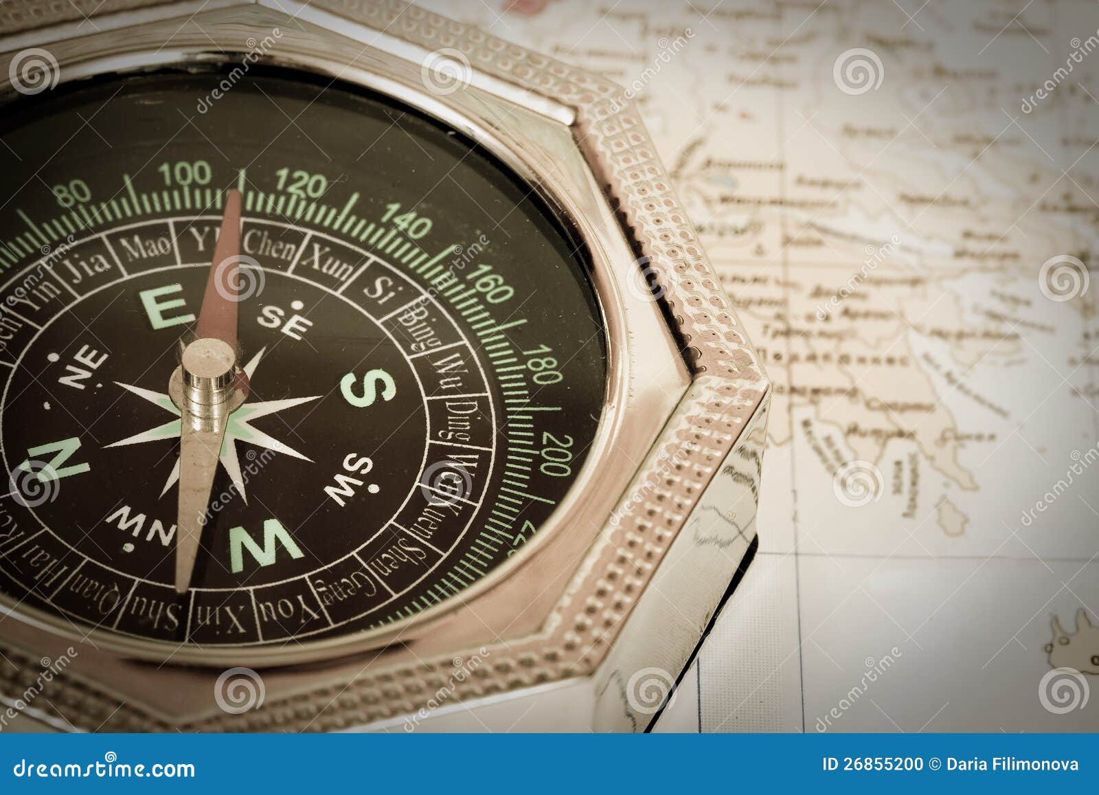 Compass and map stock photo. Image of west, compass, south - 26855200