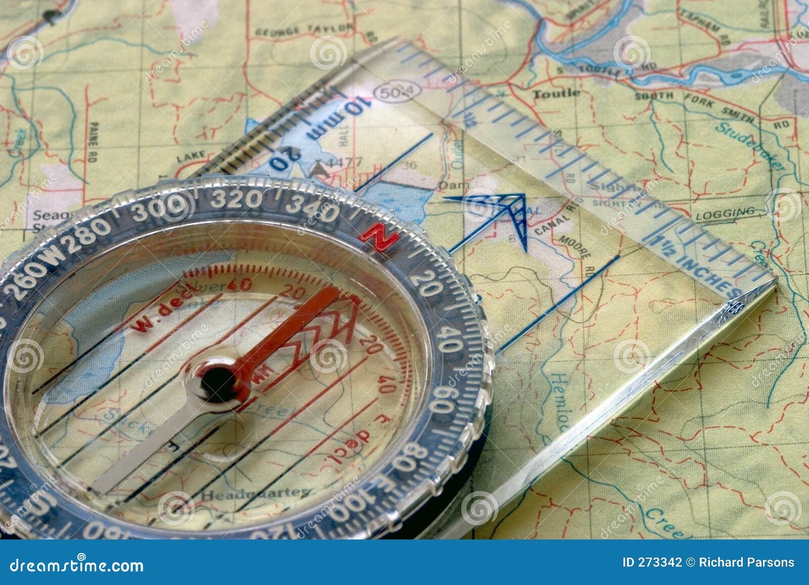 Compass and Map stock photo. Image of explore, camping - 273342