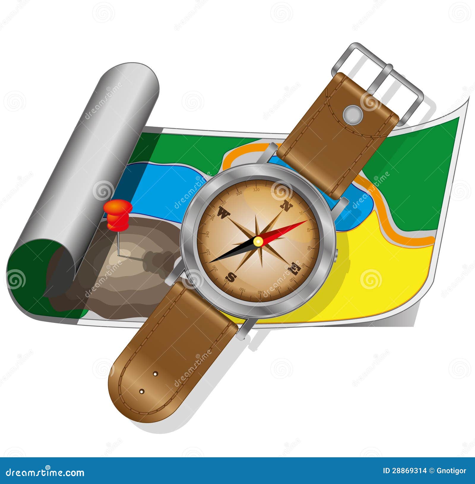 Compass and map stock vector. Illustration of pointer - 28869314