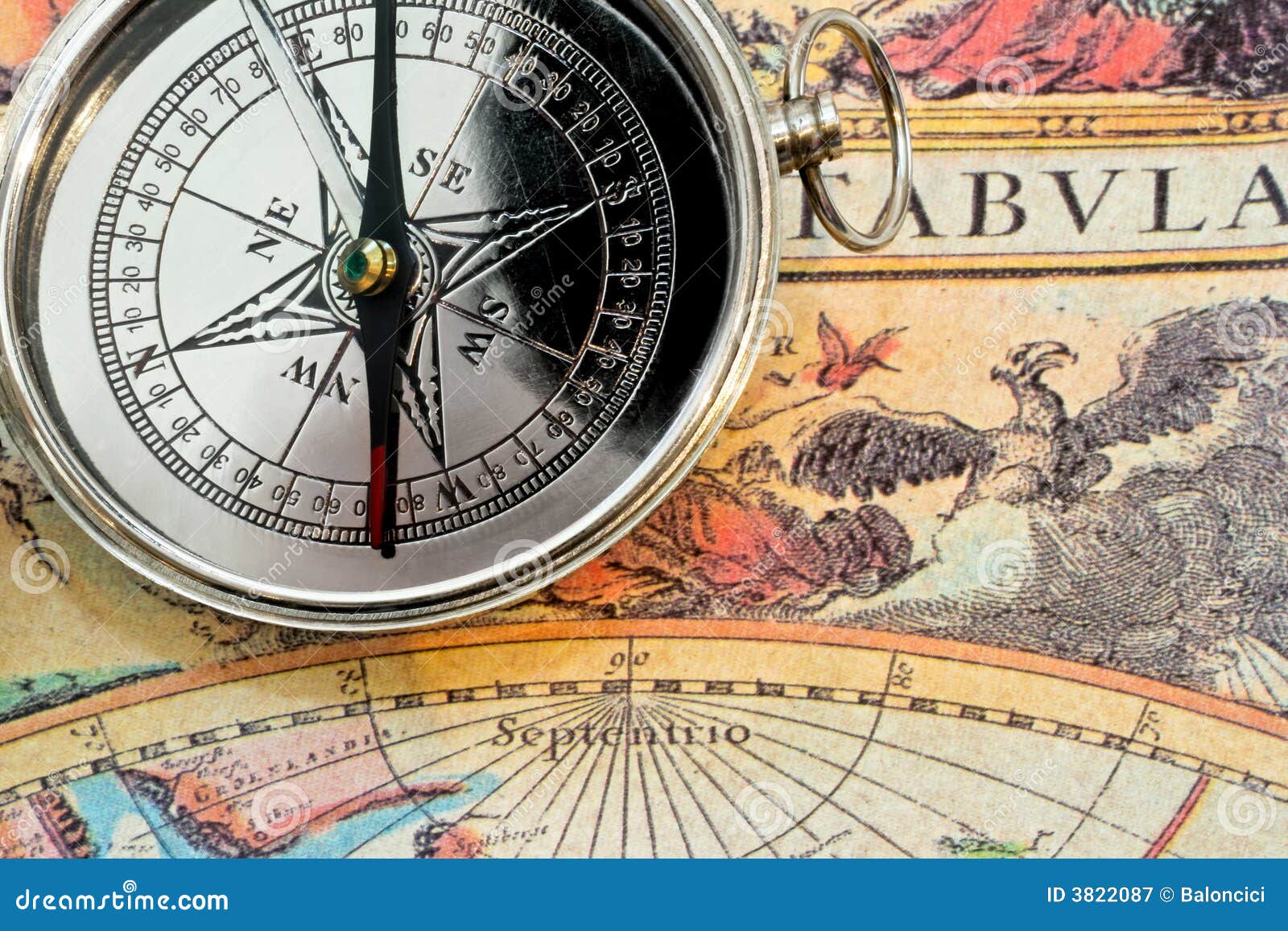 Compass and map stock image. Image of direction, continent - 3822087