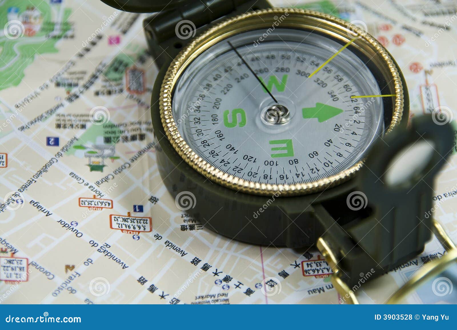 Compass on map stock photo. Image of navigating, modern - 3903528