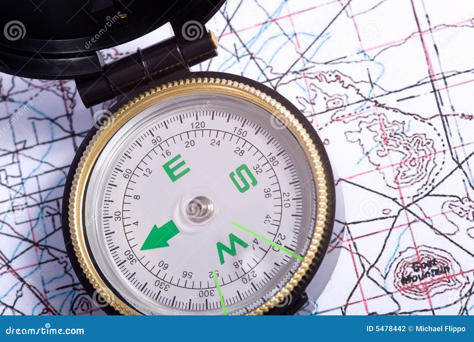 Compass on a map stock photo. Image of navigate, guide - 5478442