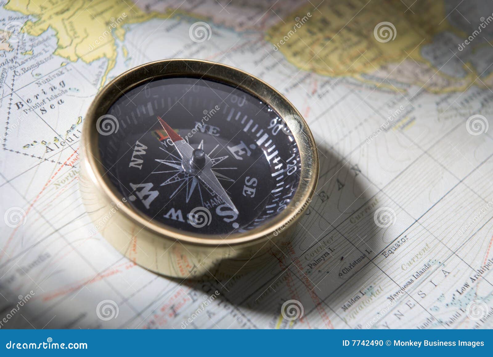Compass on a Map stock photo. Image of shot, idea, navigation - 7742490