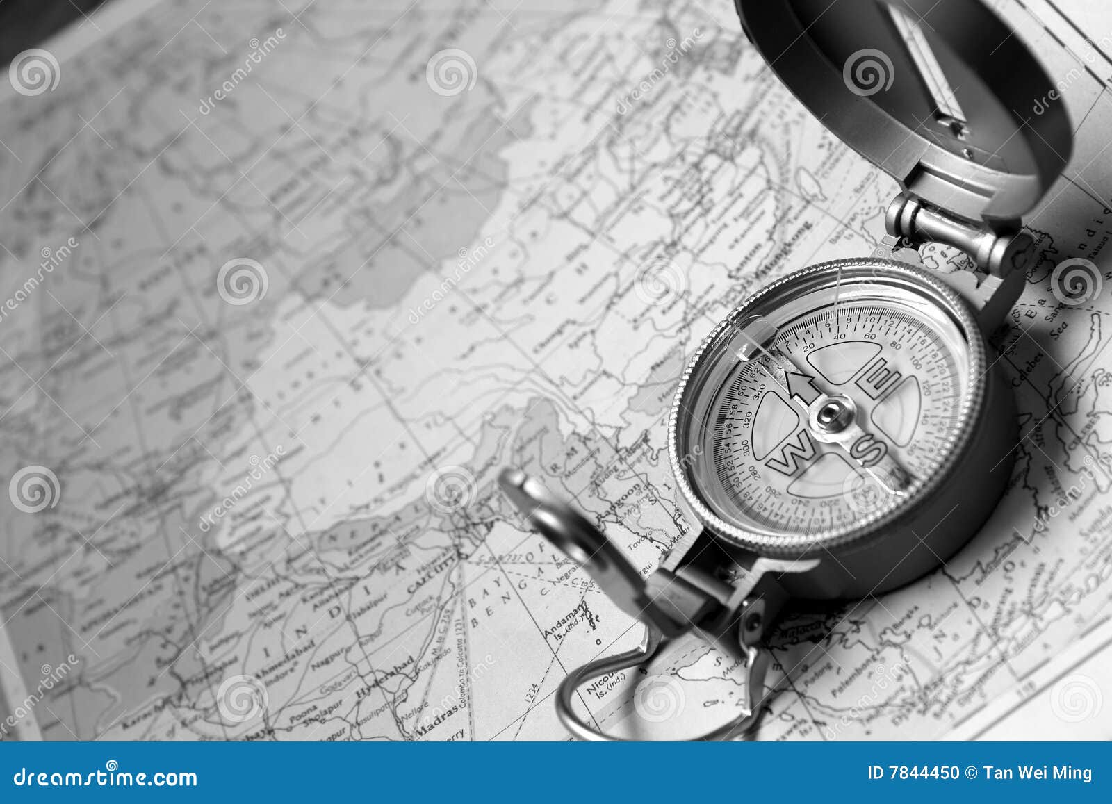 Compass on Map stock photo. Image of continents, universal - 7844450