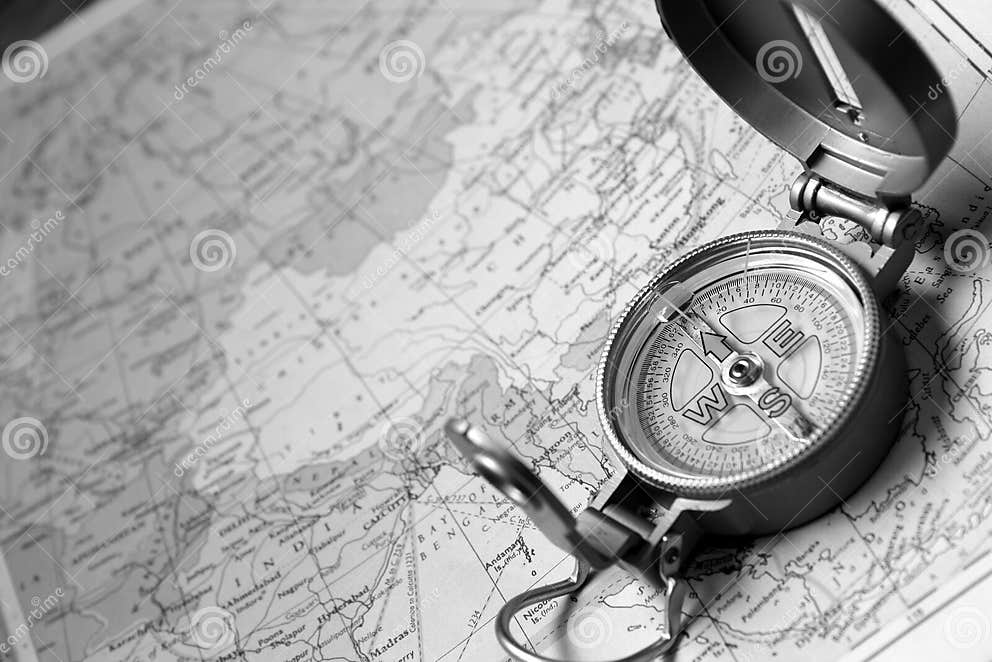 Compass on Map stock photo. Image of continents, universal - 7844450