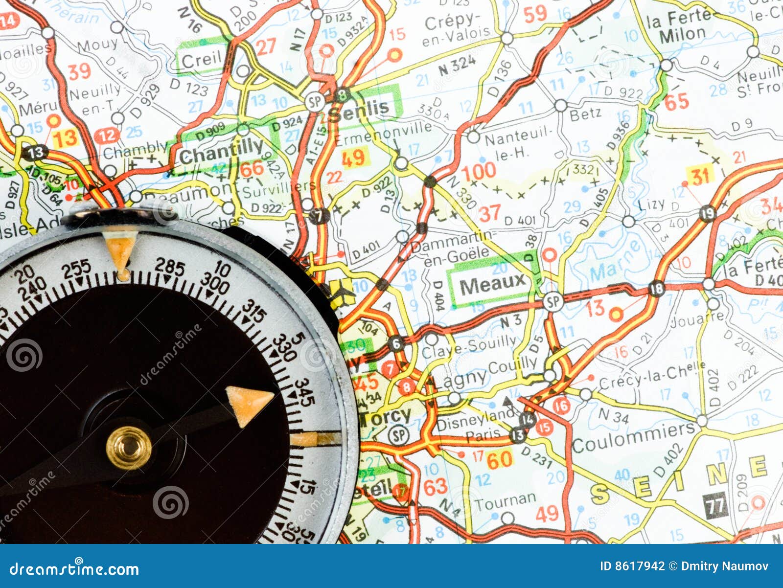 Compass on map stock photo. Image of outdoor, geography - 8617942