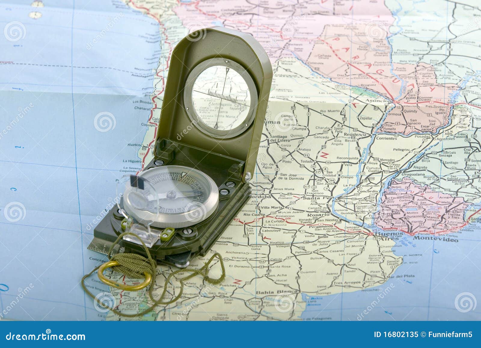 Compass on the Map Background Stock Image - Image of west, geographic ...