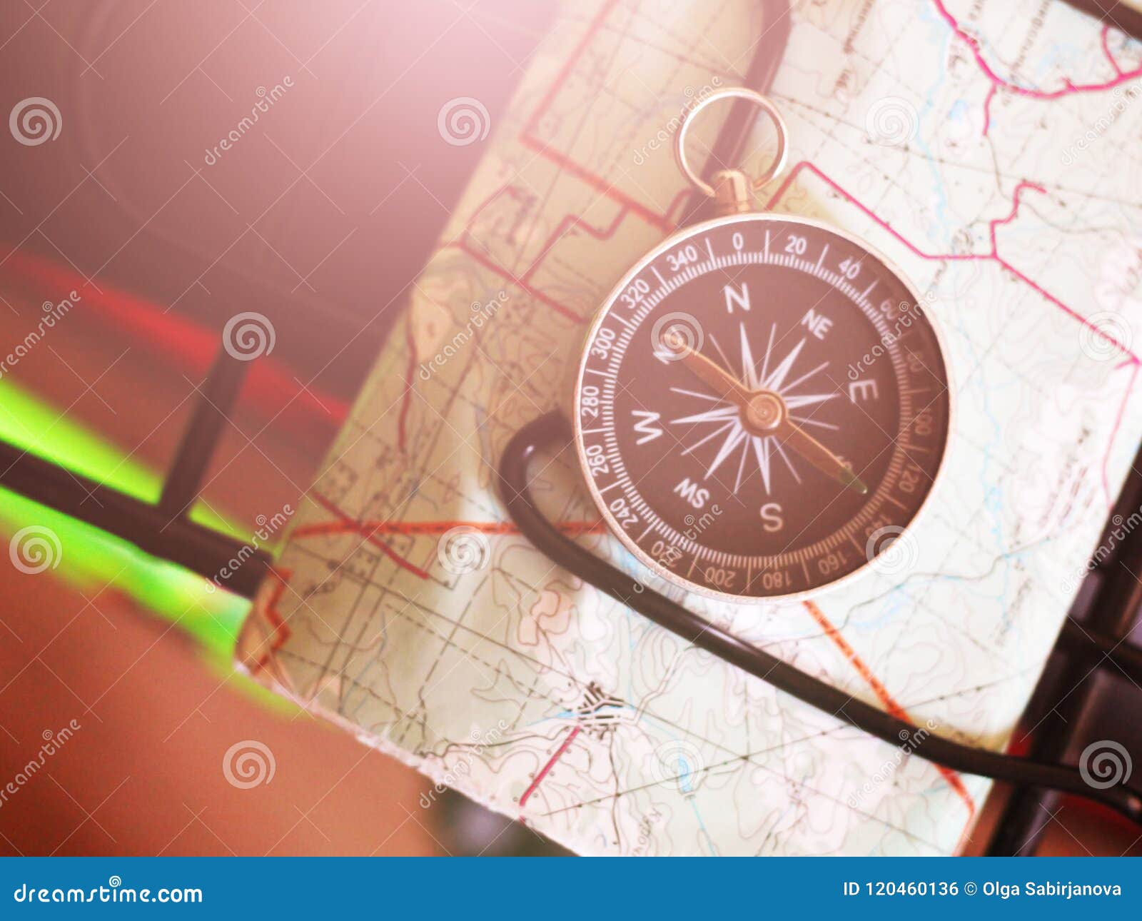 Compass and Map on the Bike Trunk Stock Photo - Image of choice ...