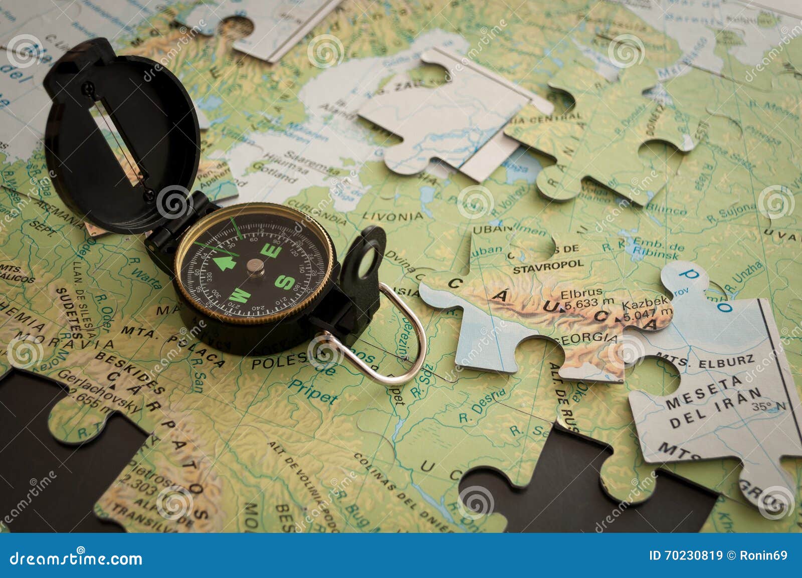 The compass on map stock image. Image of navigation, instrument - 70230819