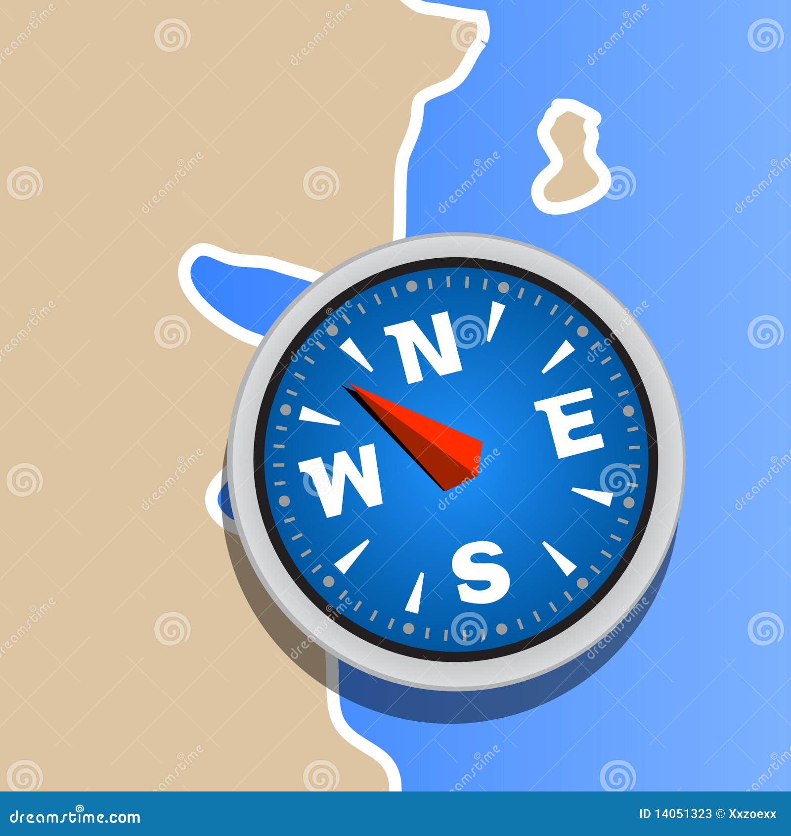 Compass On Map Clip Art Cartoon Vector | CartoonDealer.com #14051323