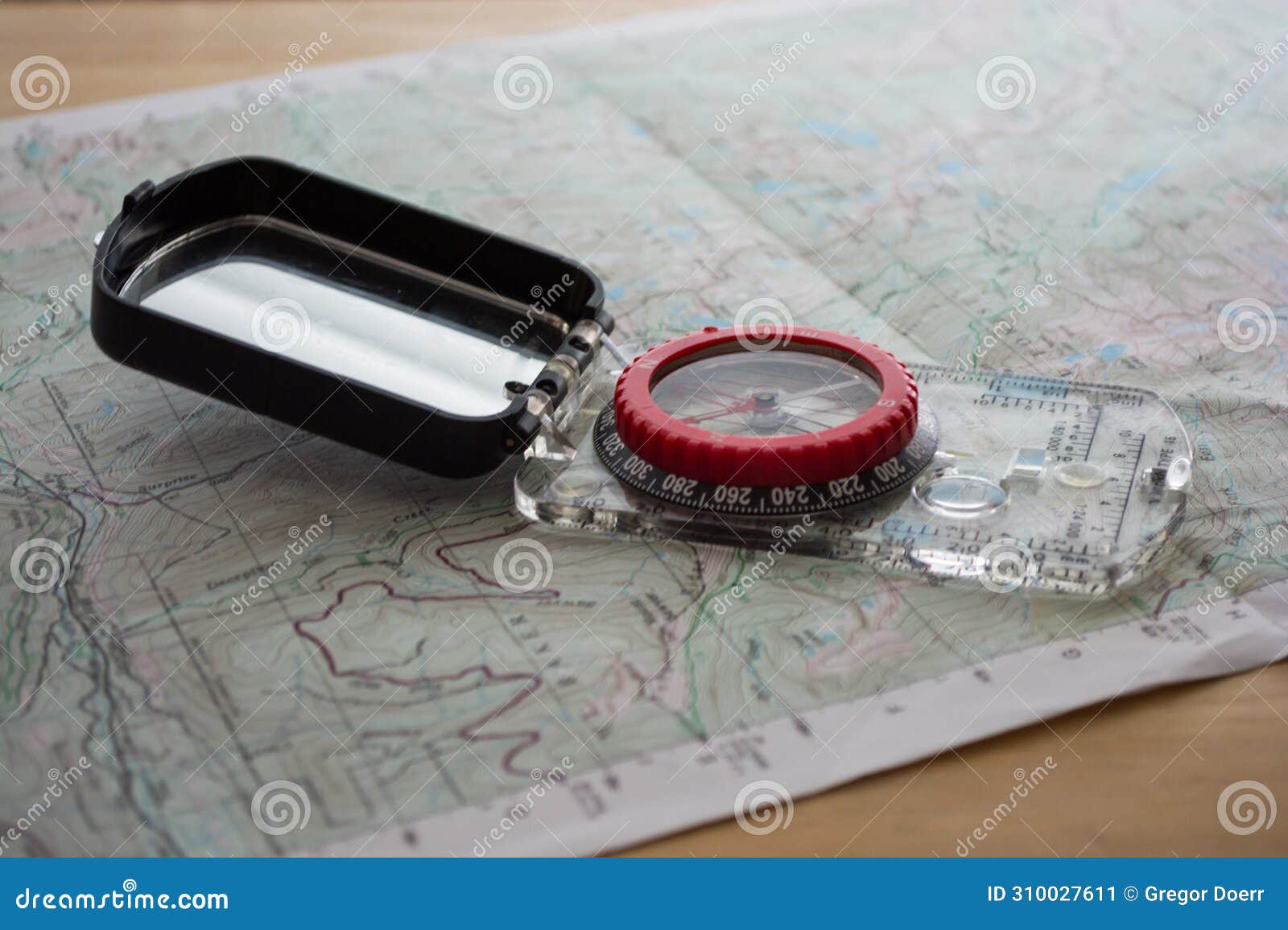 Compass and map on desk stock image. Image of navigation - 310027611