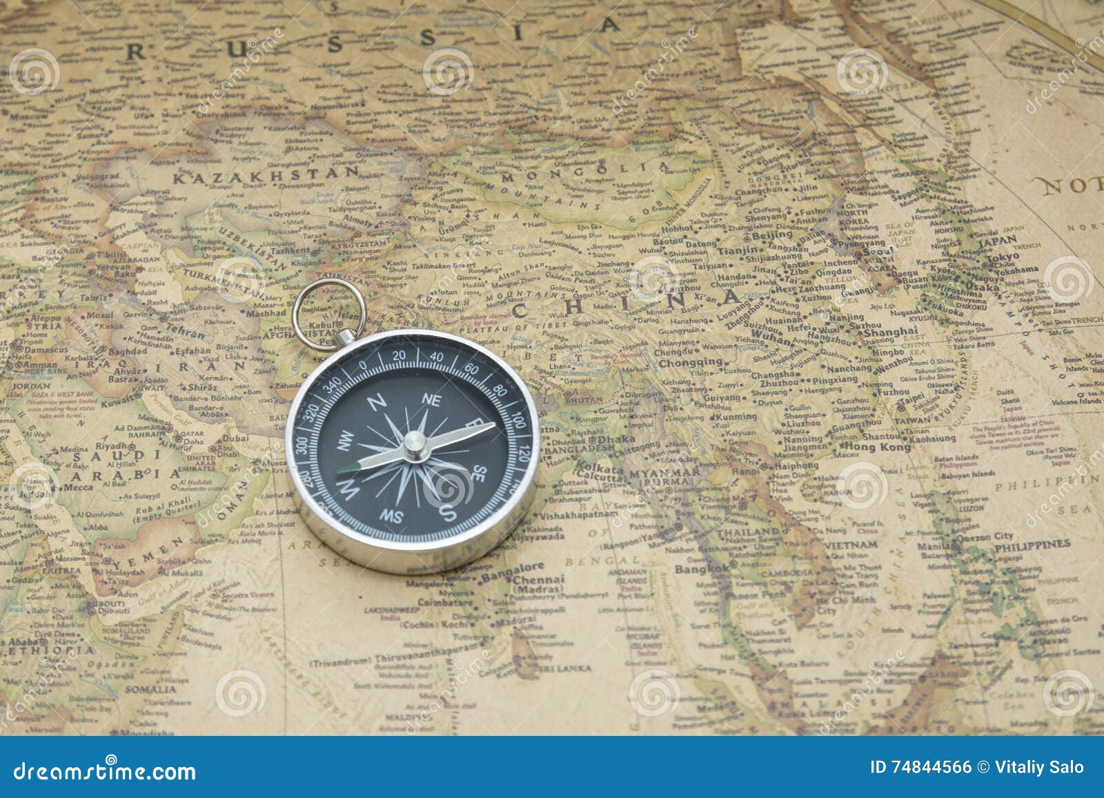 Compass and map stock photo. Image of background, exploration - 74844566