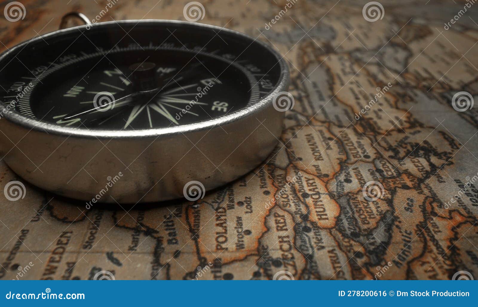 Compass on the Map of Europe. Stock Photo - Image of logistics ...