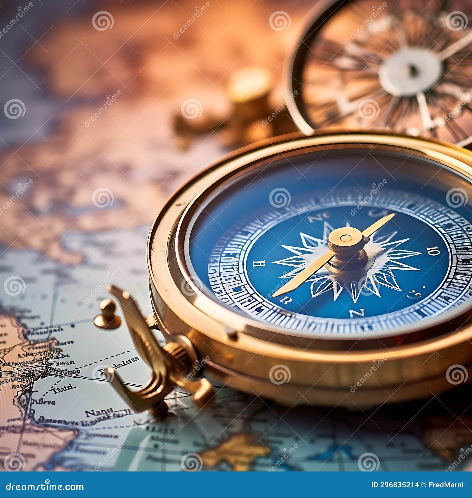 A compass on a map stock illustration. Illustration of measuring ...