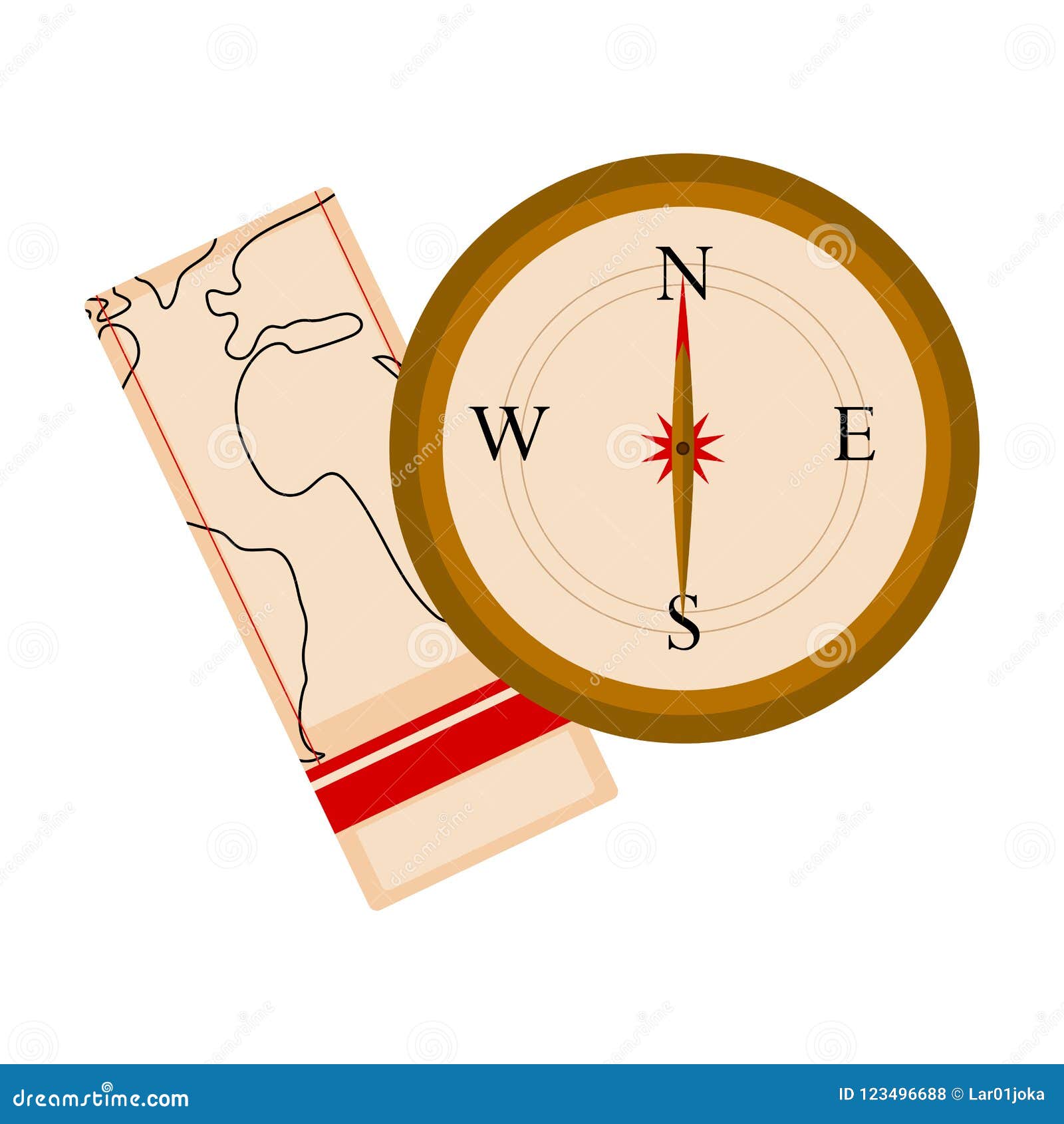 Compass with a map icon stock vector. Illustration of location - 123496688