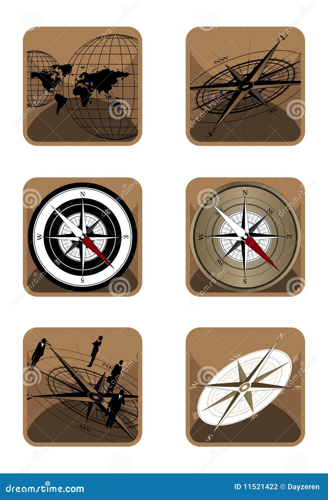 Compass And Map Icons Vector Illustration | CartoonDealer.com #11521422