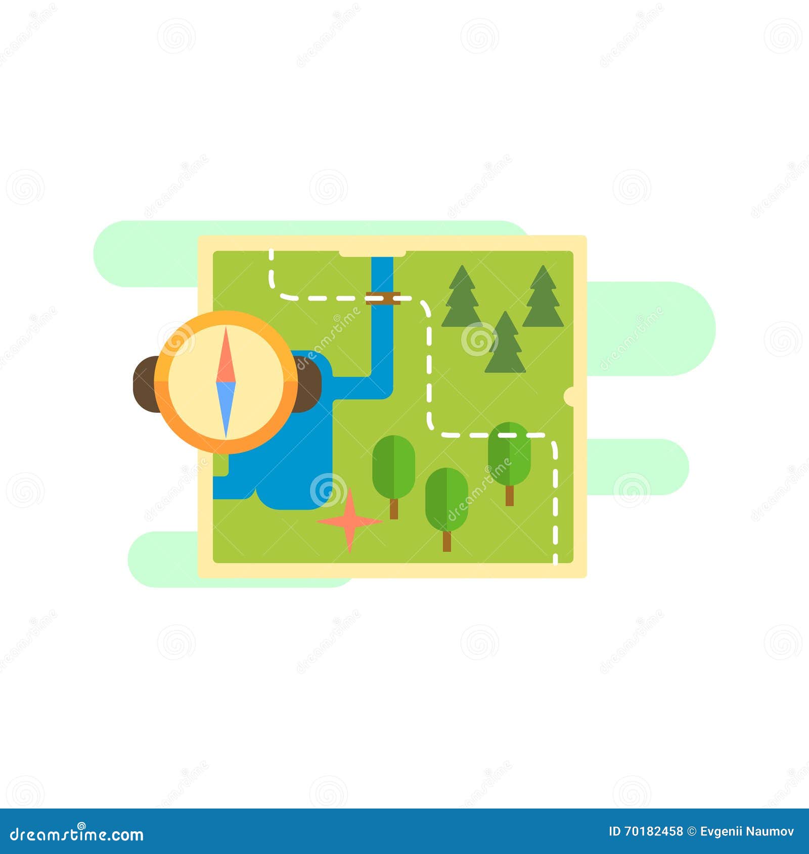 Compass and Map Illustration Stock Vector - Illustration of simple ...