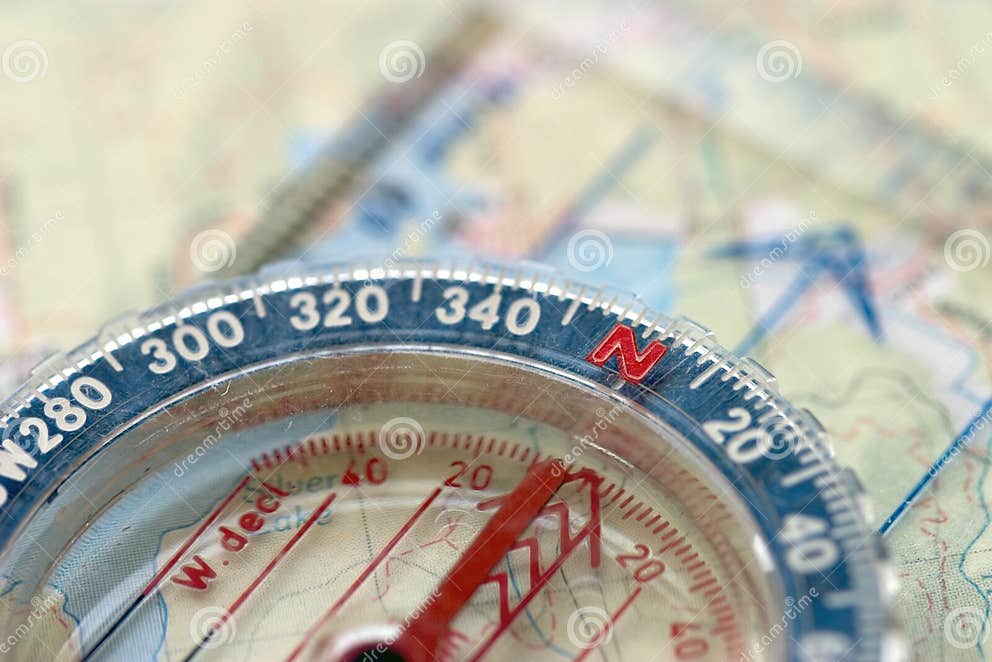 Compass and Map, Macro stock photo. Image of distance, magnet - 290912