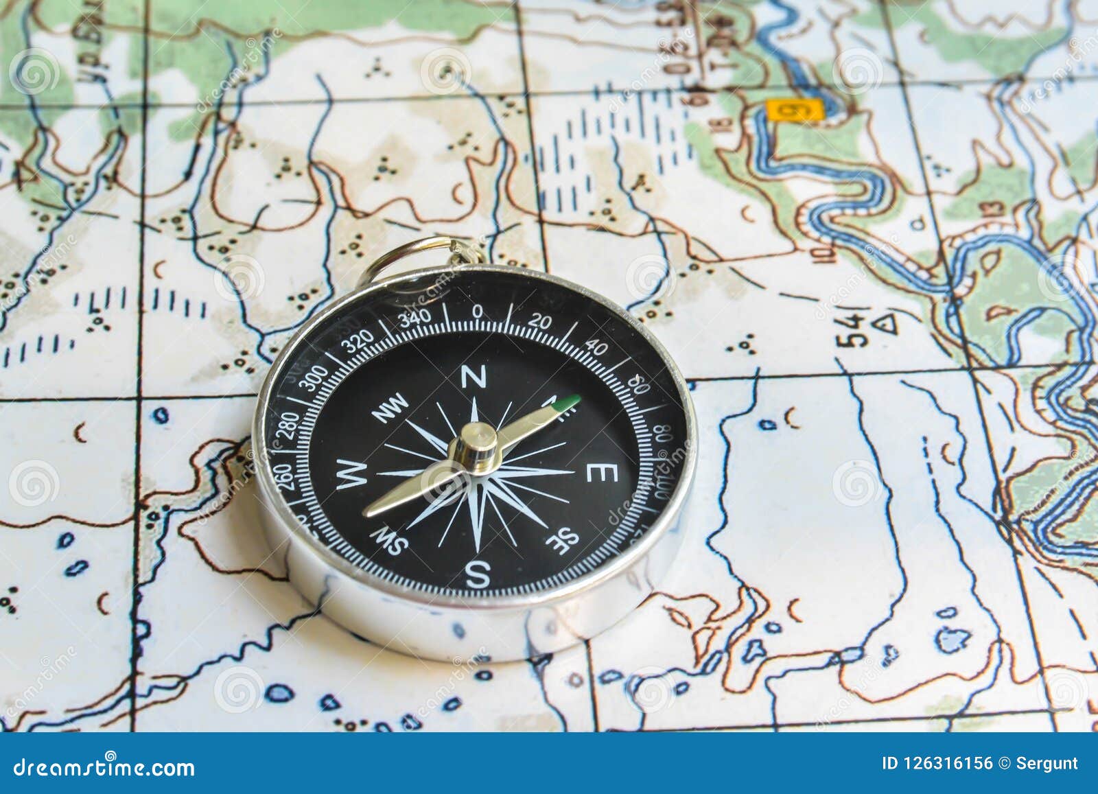 Compass and map. stock photo. Image of compass, leadership - 126316156