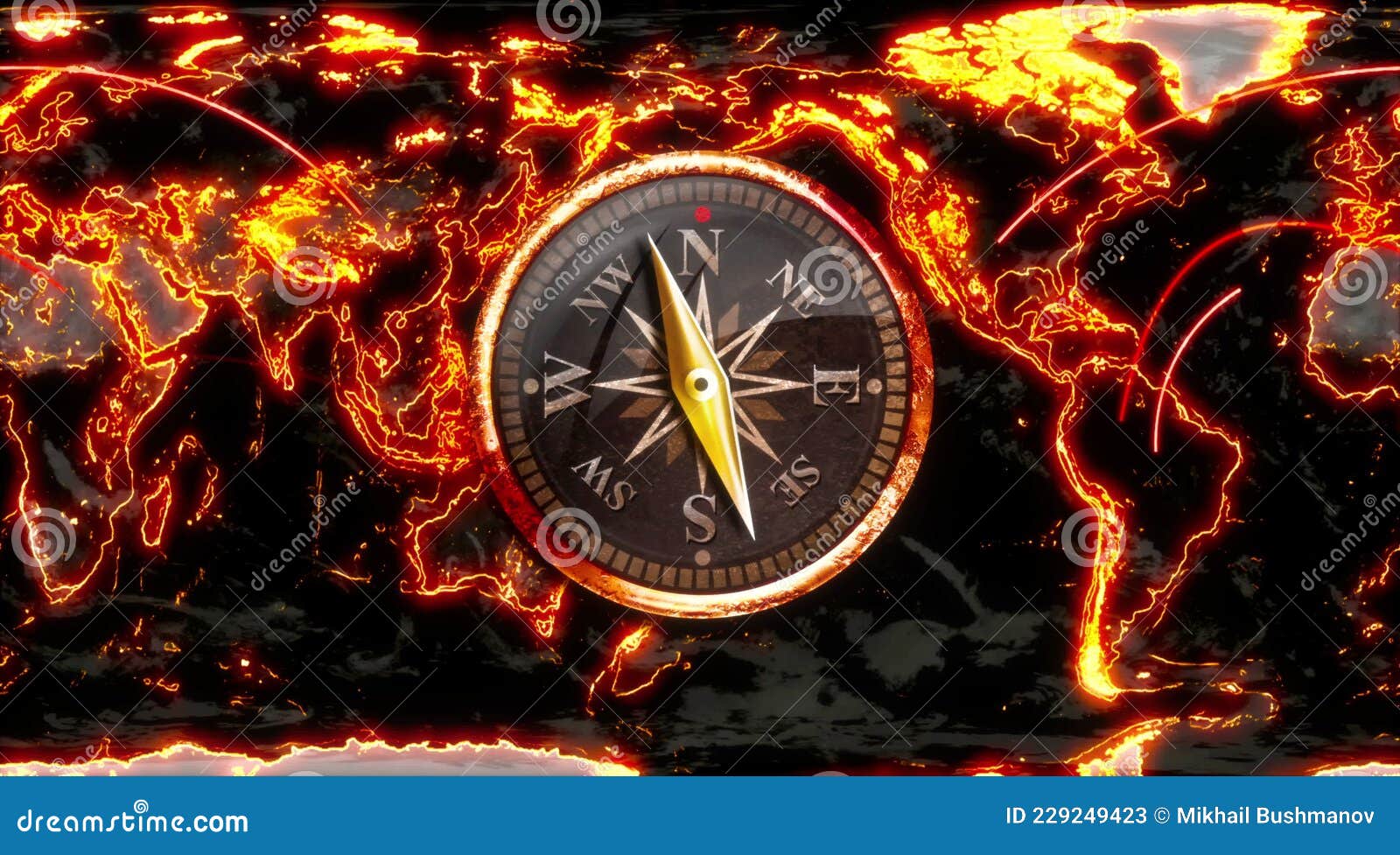 Compass and map in motion stock video. Video of design - 229249423