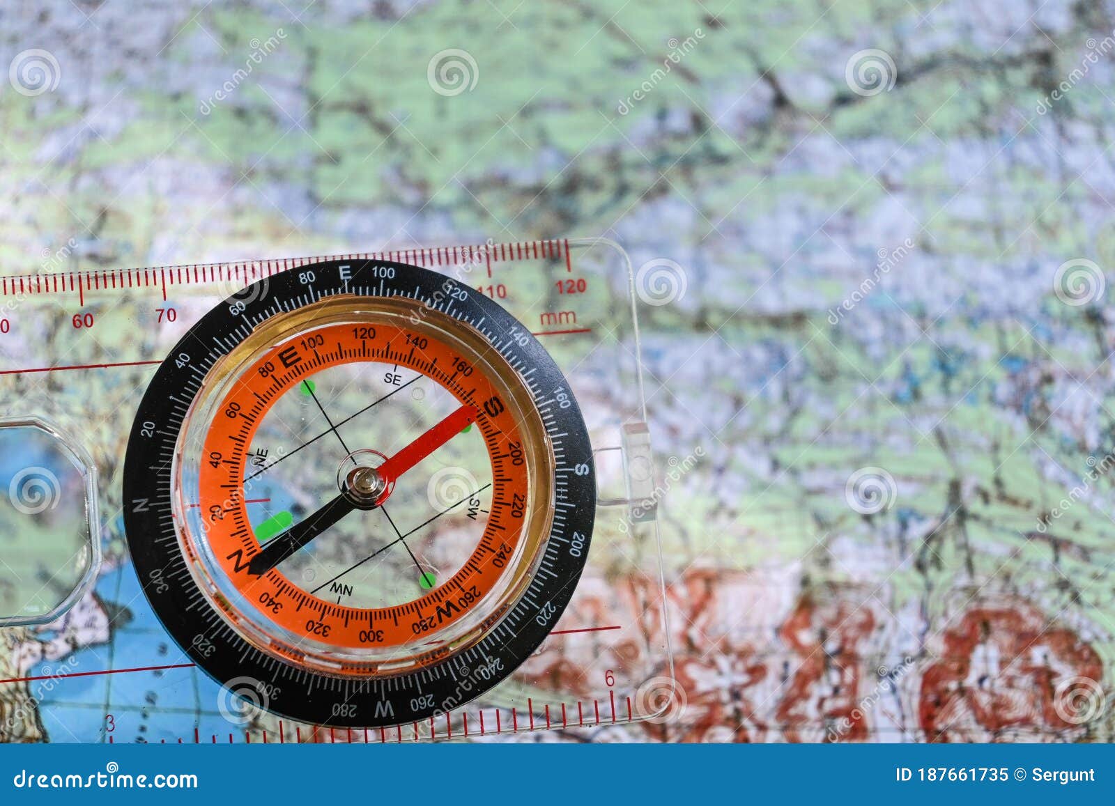 Compass and map stock image. Image of guidance, adventure - 187661735