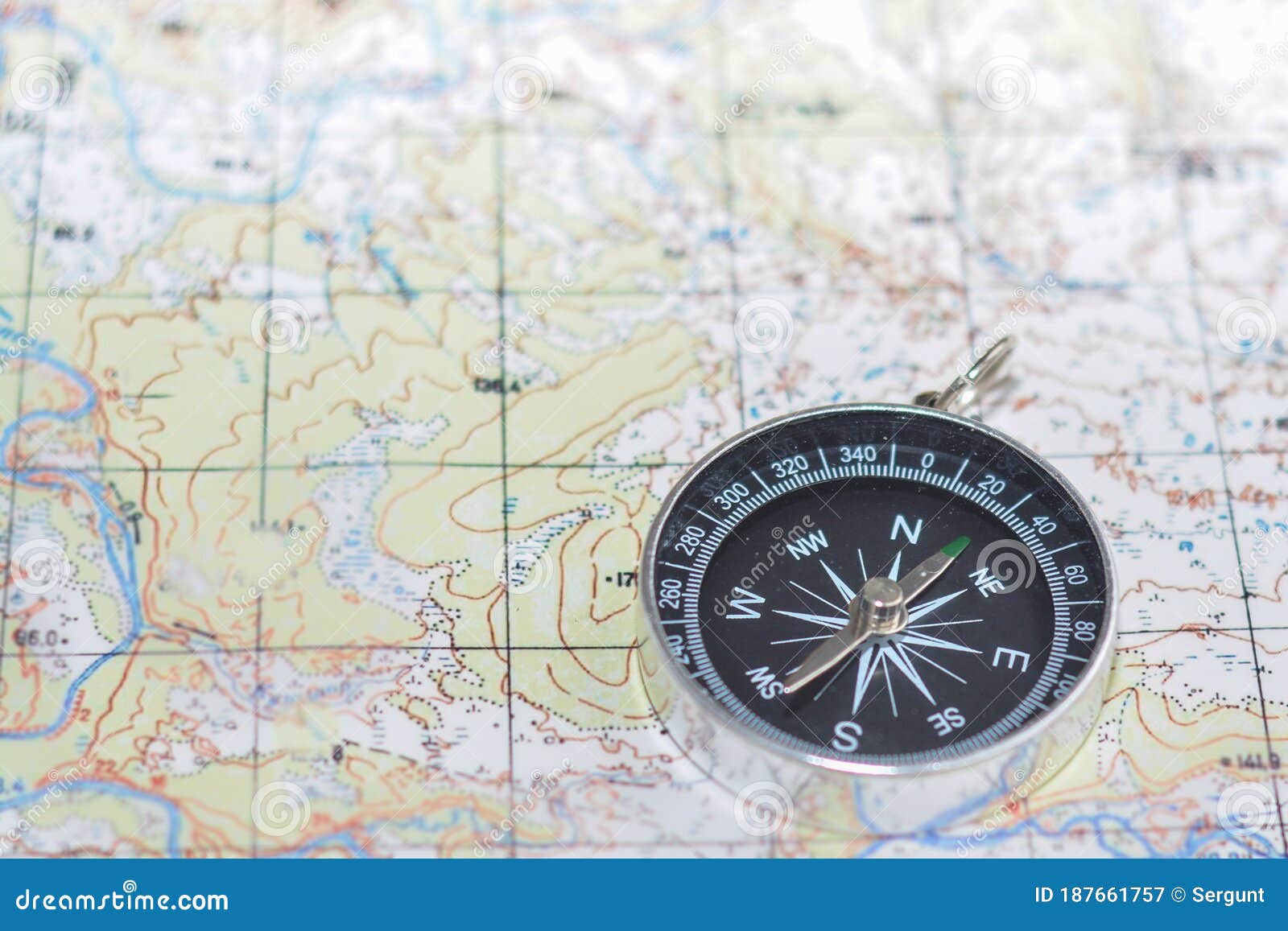 Compass and map stock image. Image of paper, longitude - 187661757