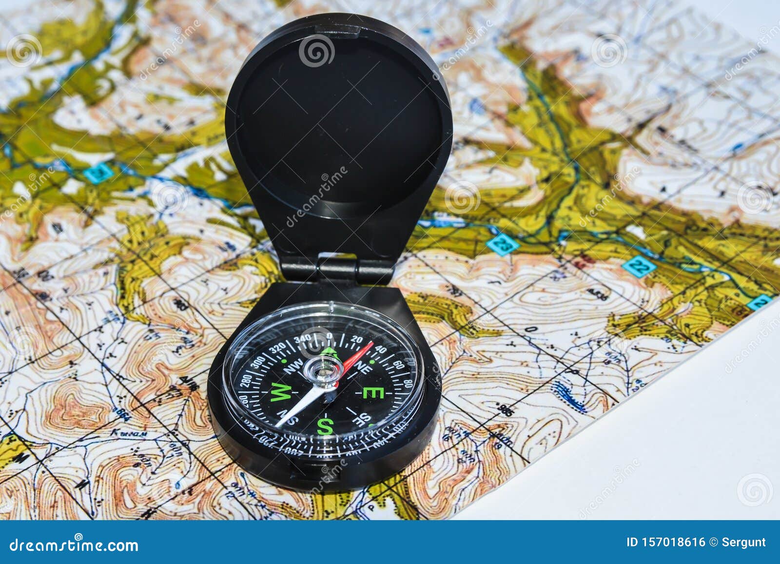 Compass and map stock photo. Image of abstract, adventure - 157018616
