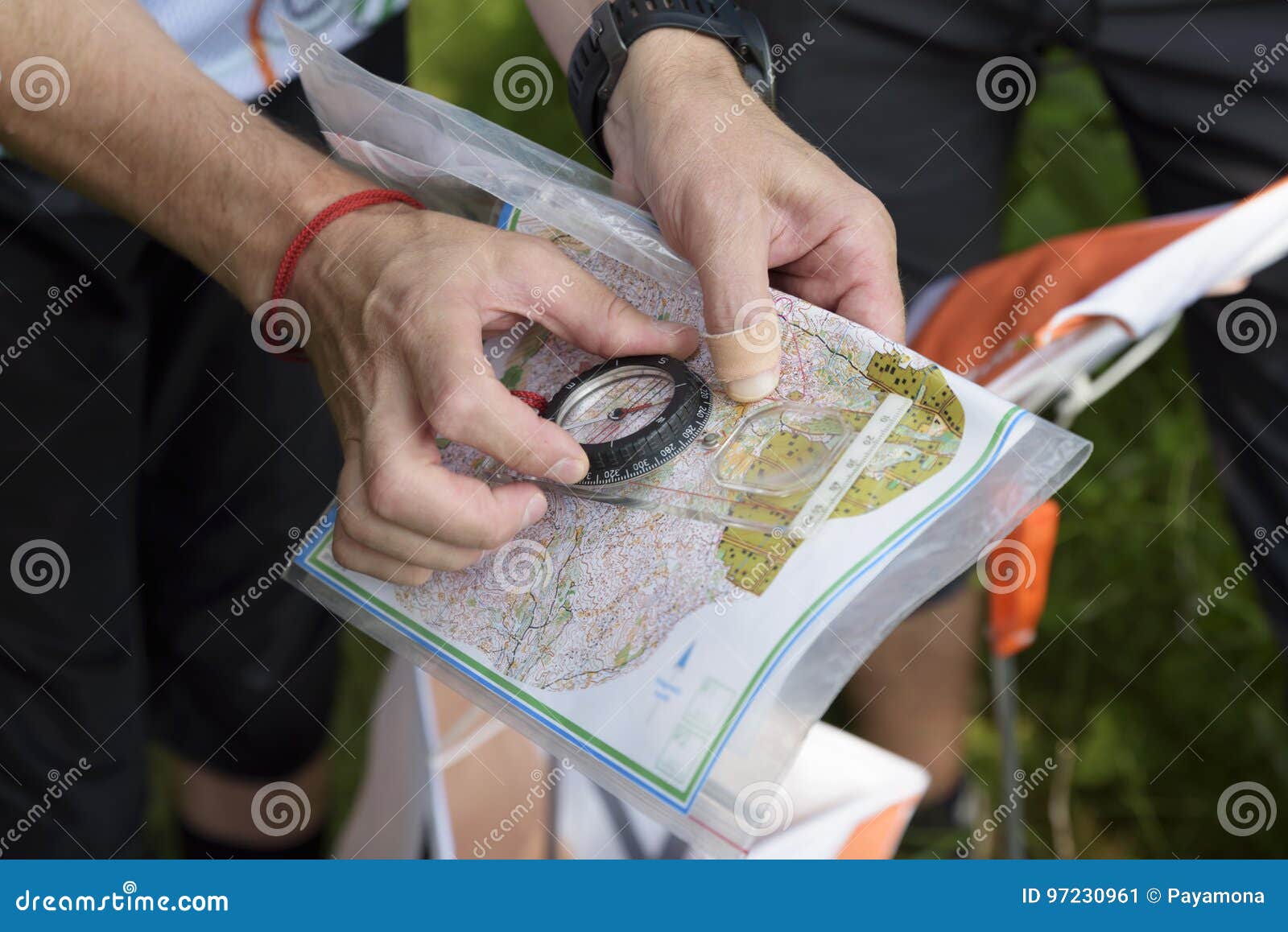 Compass and Map for Orienteering Stock Image - Image of event, north ...