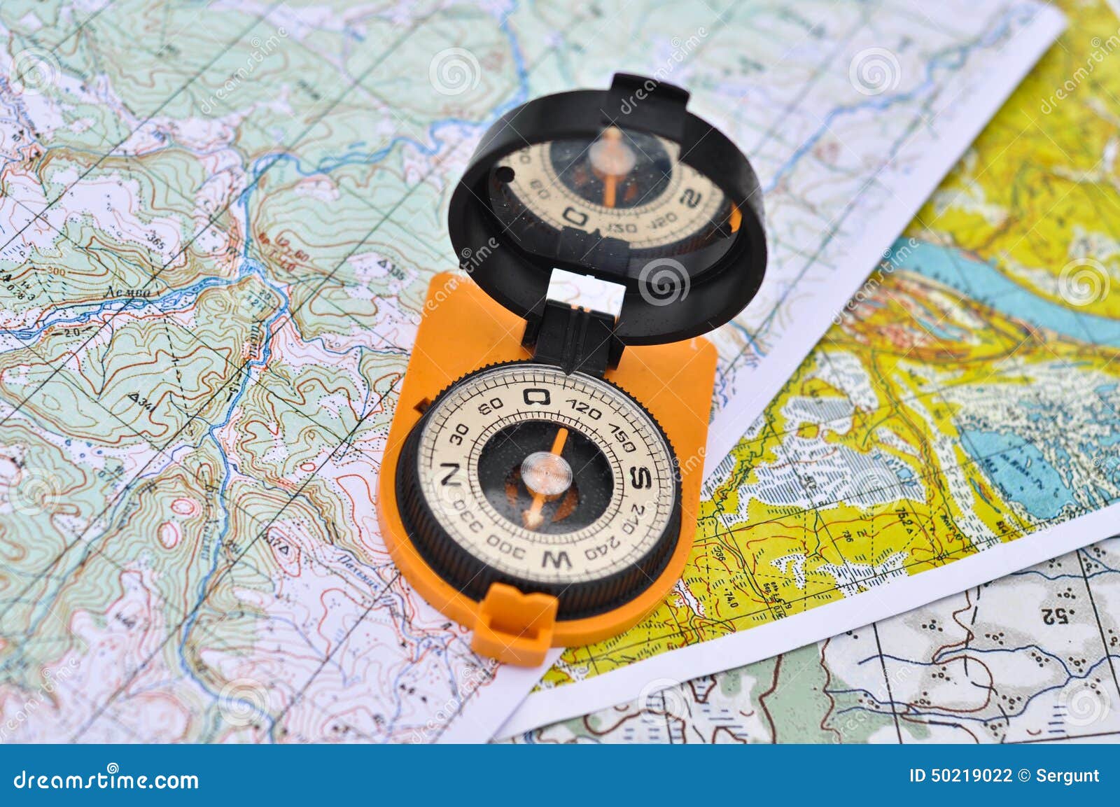 Compass, map, outdoor. stock photo. Image of ideas, life - 50219022