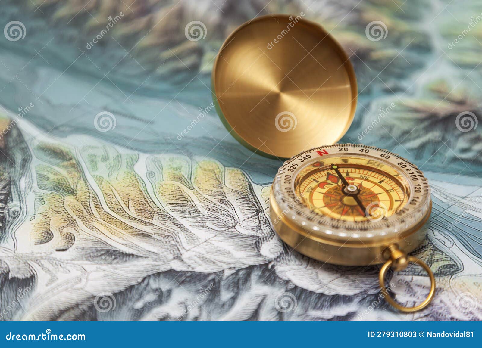 A Compass on a Map Pointing North Stock Image - Image of discovery ...