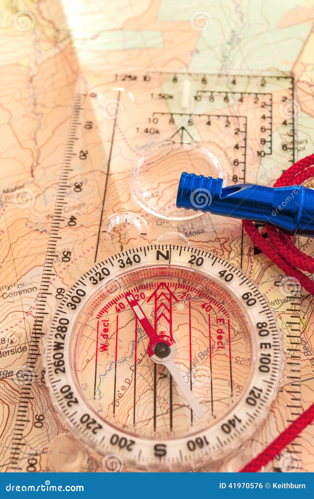 Compass On Map And Rescue Whistle Royalty-Free Stock Image ...