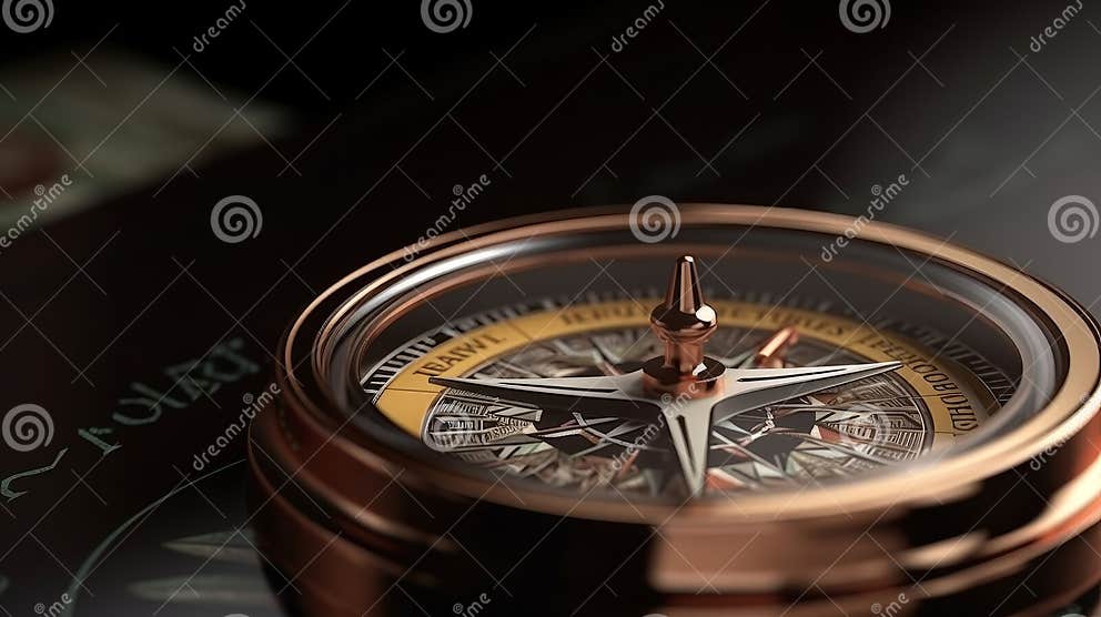 A Compass on a Map, Showing Directions and Orientation. Generative Ai Stock Image - Image of ...