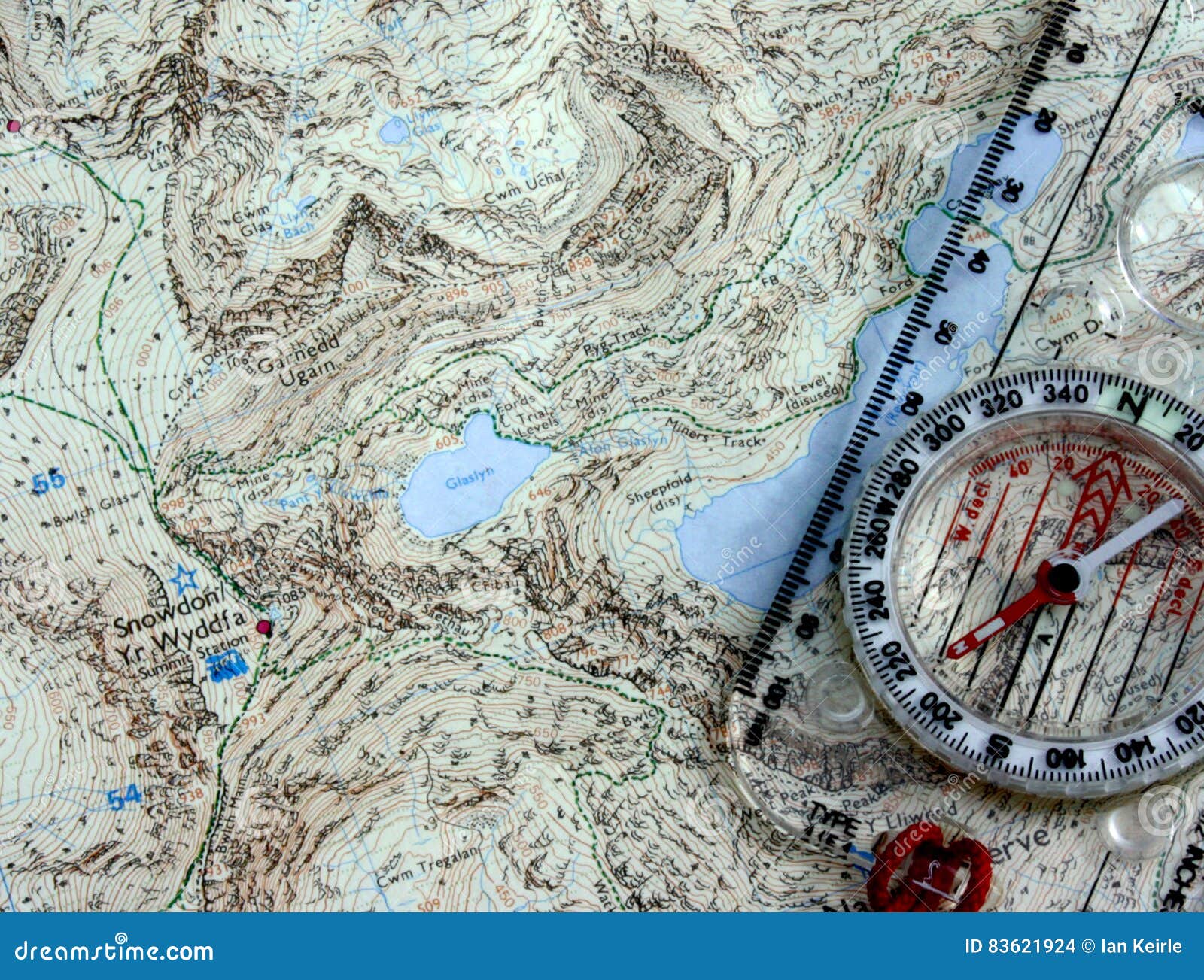 Compass and map stock photo. Image of long, wales, showing - 83621924