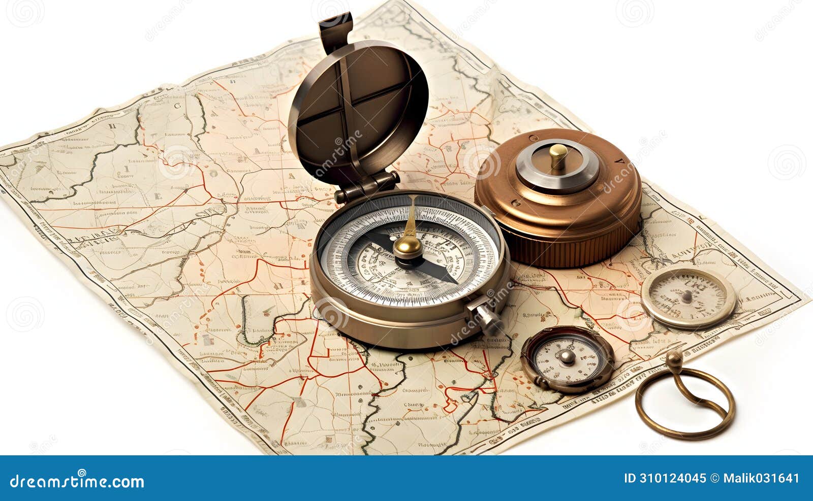 Compass and Map a Simple yet Essential Arrangement Stock Illustration ...
