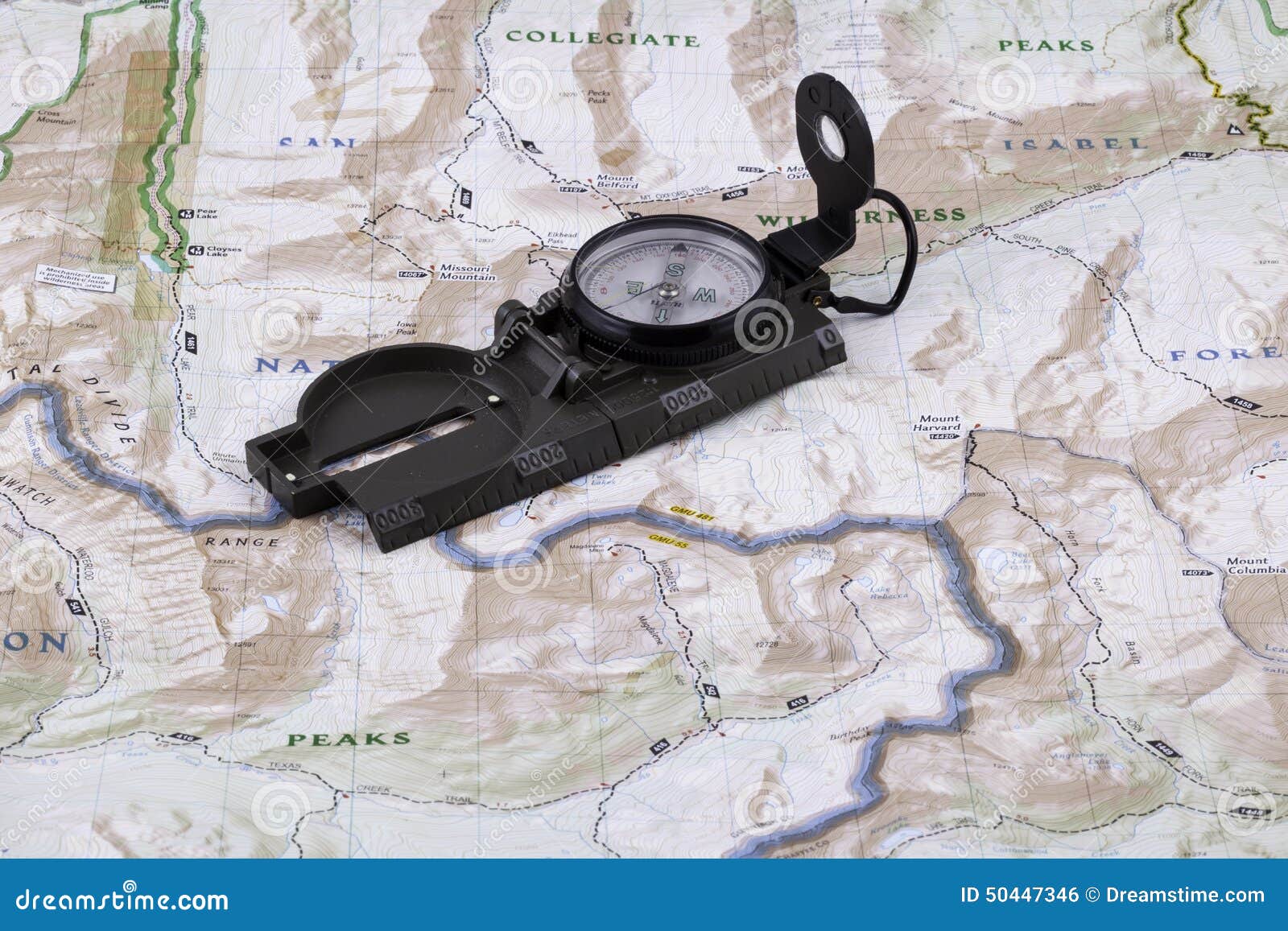 Compass and Map stock photo. Image of navigation, open - 50447346