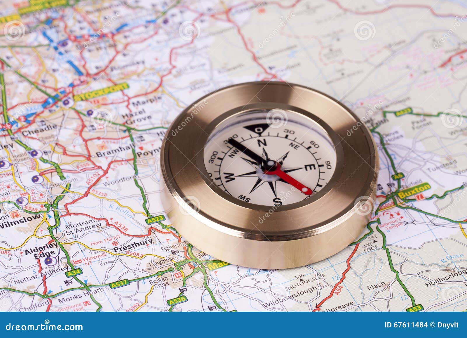 Compass on map stock photo. Image of tool, south, tour - 67611484