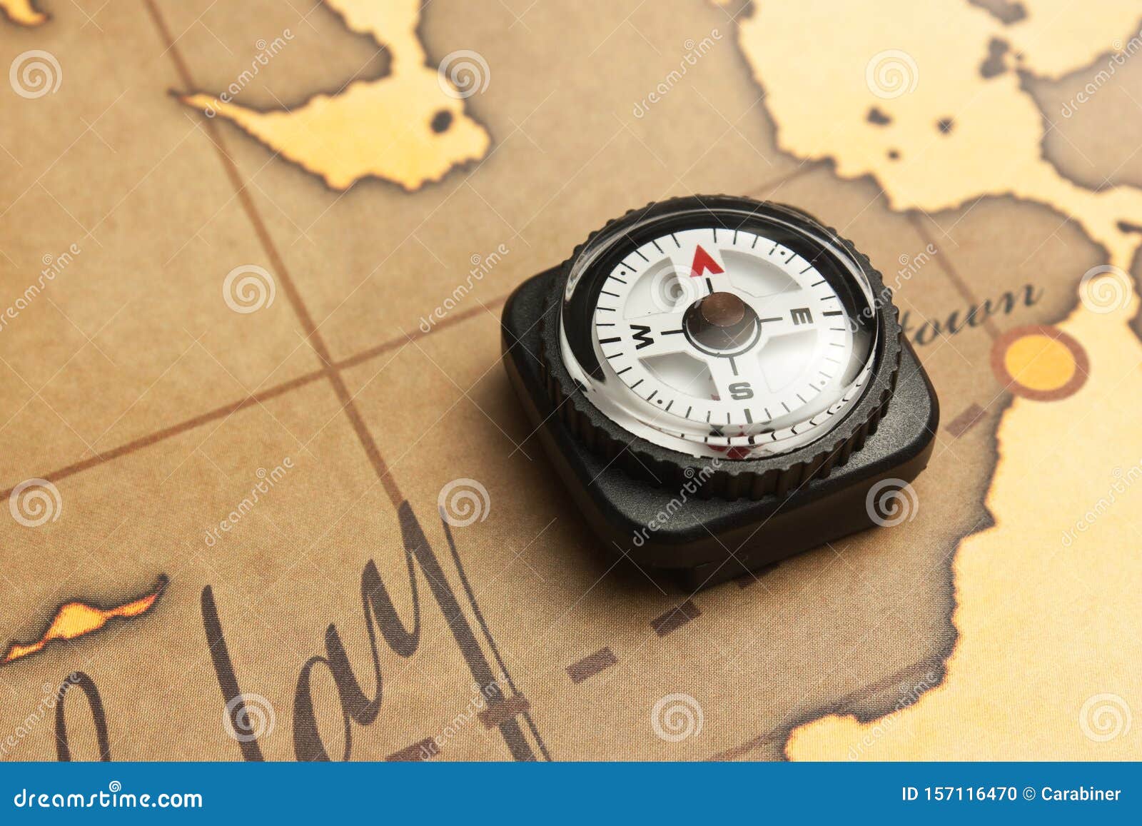 Compass on map stock photo. Image of guidance, journey - 157116470