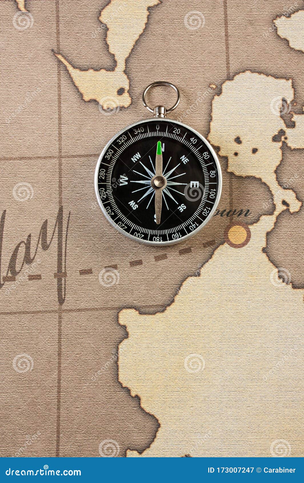 Compass on map stock image. Image of scout, camping - 173007247