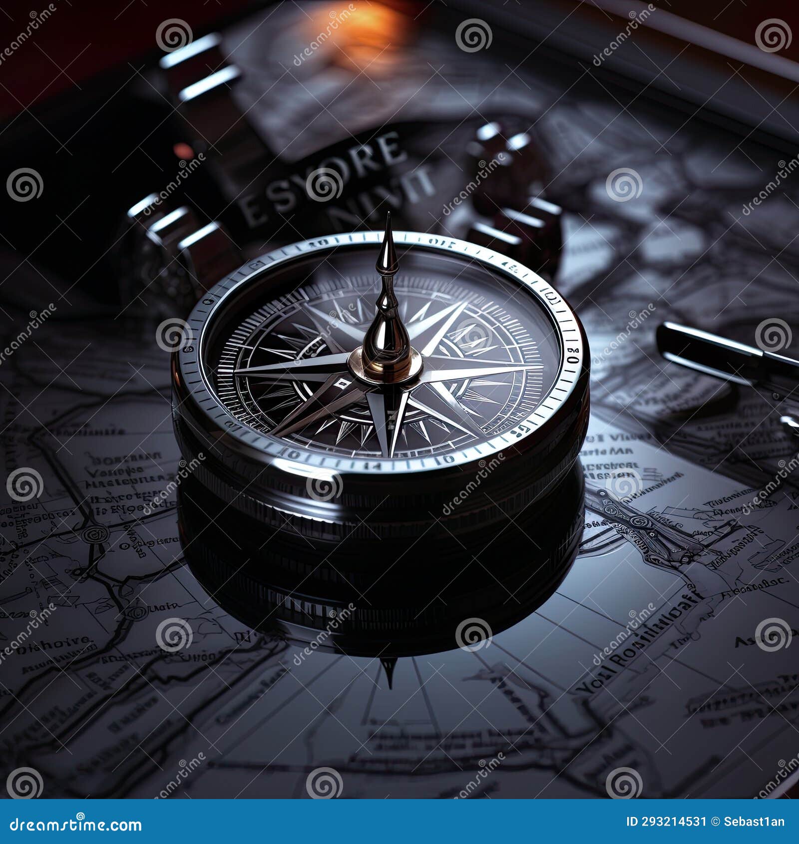 Compass on a Map, Symbolizing the Essence of Business Exploration and ...