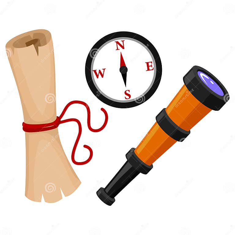 Compass Map Telescope stock vector. Illustration of hunt - 70934390