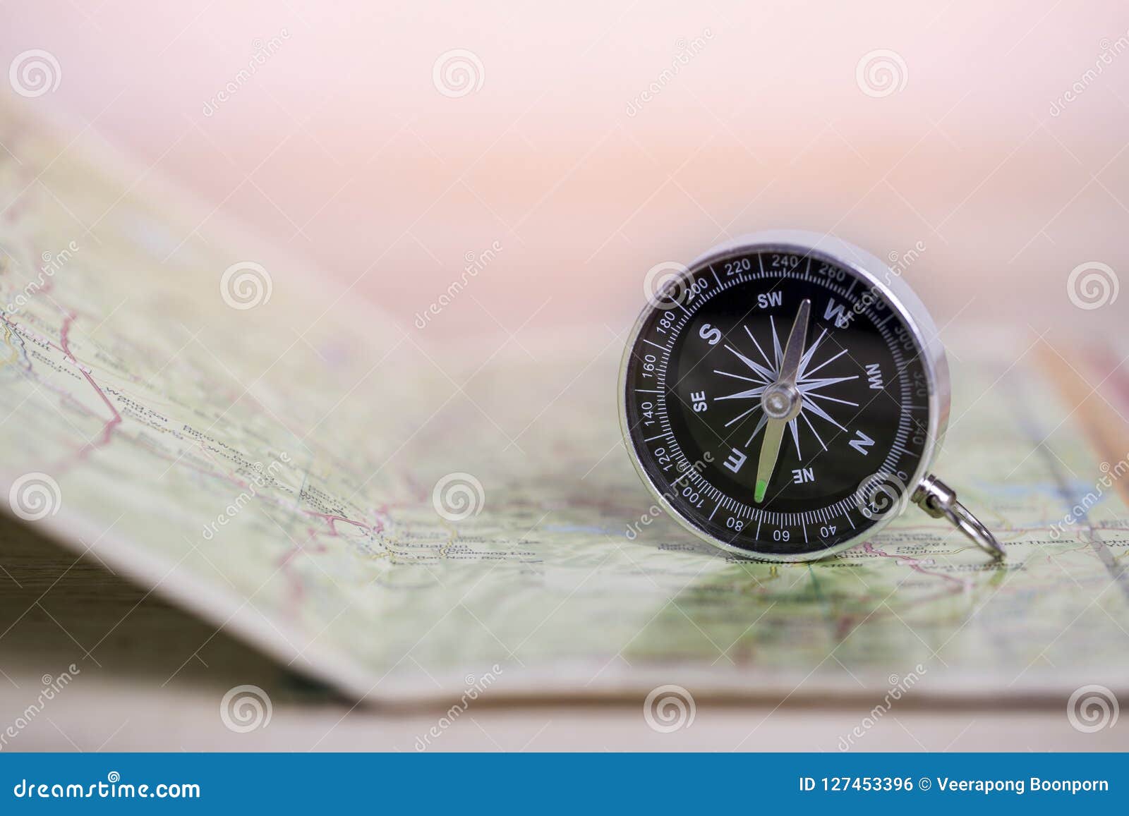 Compass on Map. Travel and Adventure Concept. Stock Photo - Image of ...