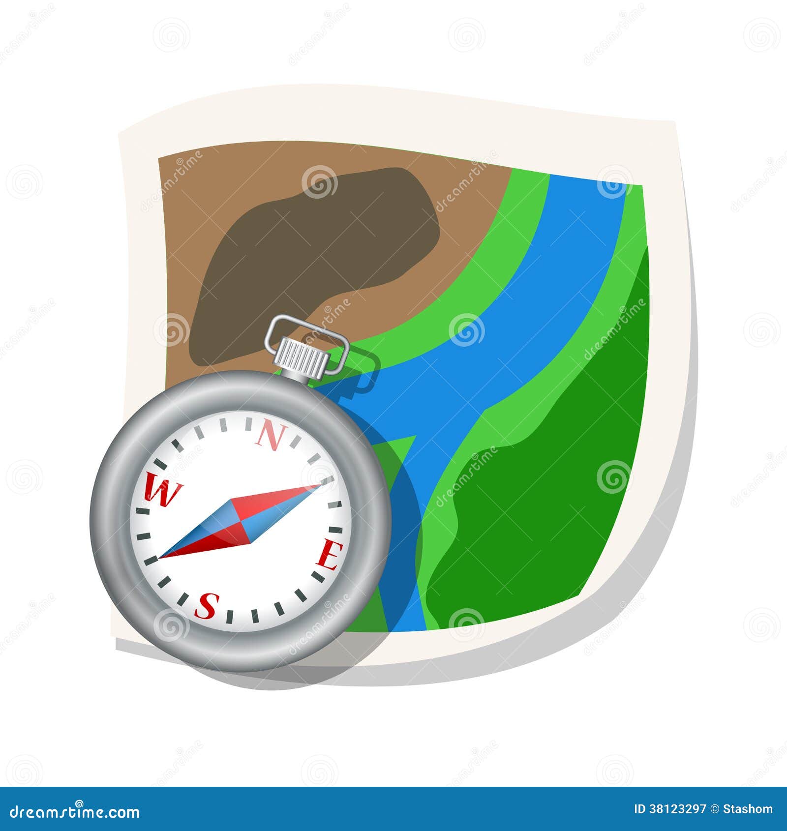 Compass and Map. Vector Illustration Stock Vector - Illustration of ...